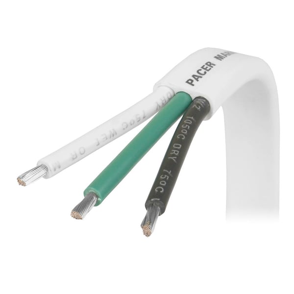Pacer Group Pacer White Triplex Cable, 14/3 AWG, Black/Green/White ...